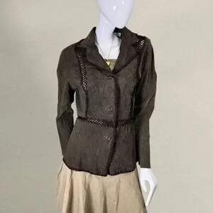 White Stag | Jackets & Coats | Brown Suede Jacket Crochet Trim Boho ...